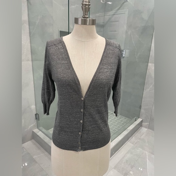 Tory Burch | Sweaters | Tory Burch Silver Metallic Cardigan Size Xs ...